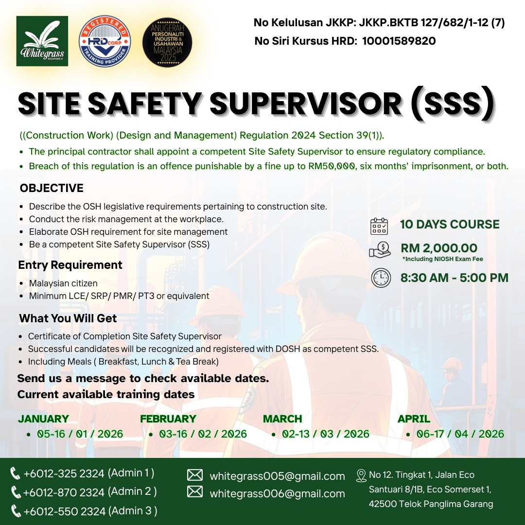 Site Safety Supervisor course (SSS) - Whitegrass Enterprise